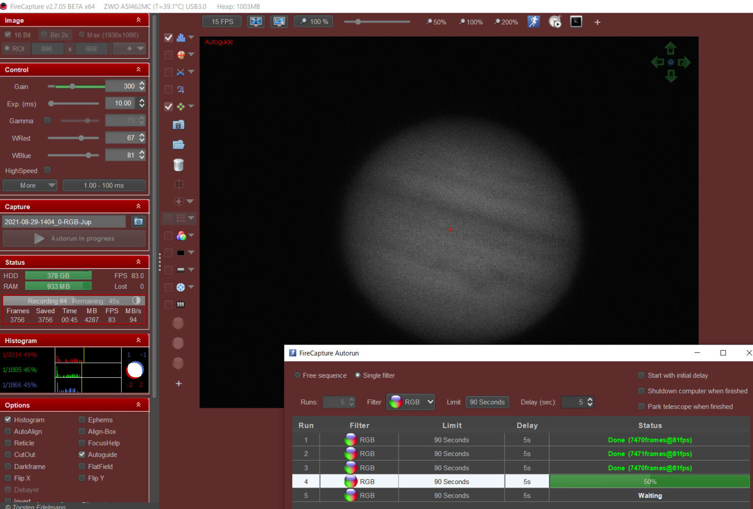 FireCaptureのオートガイド機能とゲームパッドの使用 | A's balcony